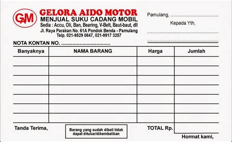 Detail Contoh Nota Excel Koleksi Nomer 9