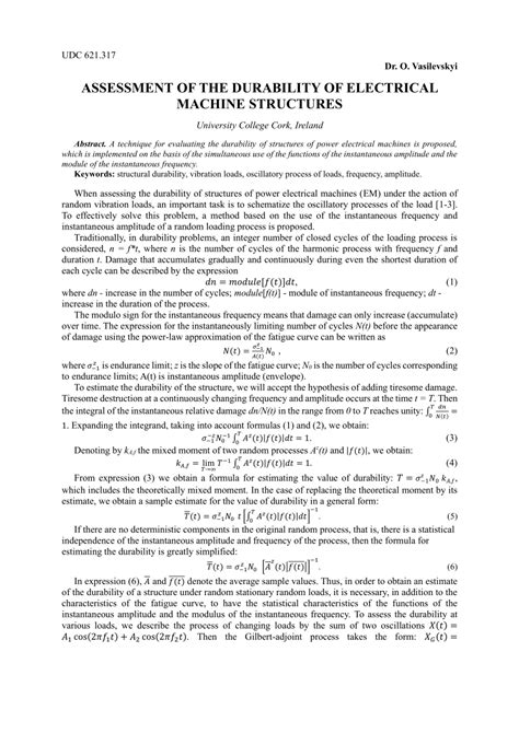 Pdf Assessment Of The Durability Of Electrical Machine Structures