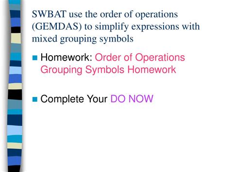 Ppt Order Of Operations Mixed Grouping Symbols Powerpoint Presentation Id 4523213