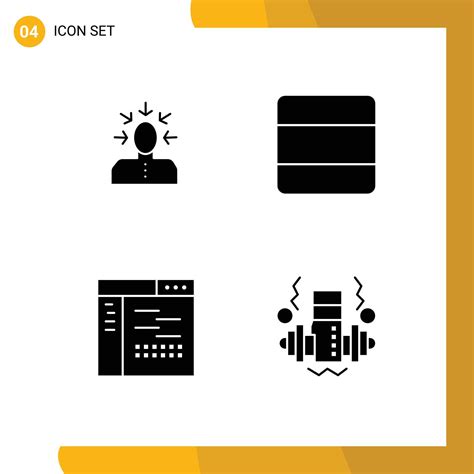 Editable Vector Line Pack Of 4 Simple Solid Glyphs Of Choice Code Human Layout Development