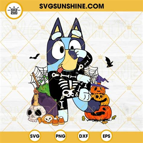Bandit Heeler Skeleton Pumpkin Svg Bluey Halloween Svg Png Dxf Eps Files