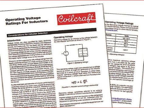 Operating Voltage Ratings For Inductors