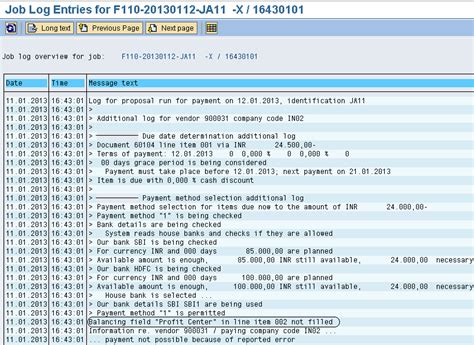 F110 Error In Creating The Payment Document Read Job Log