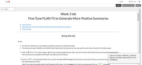 Lab Is In State CREATE FAILED Please End Lab And Wait For It To Complete Generative AI With