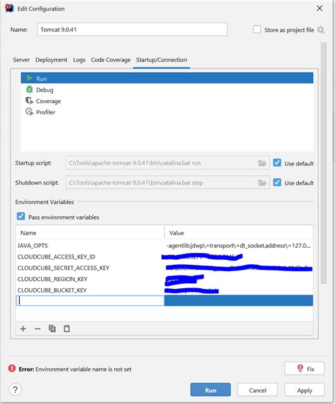 Intellij Error Environment Variable Name Is Not Set Stack Overflow