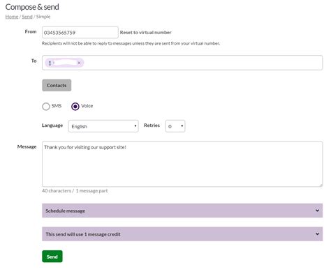 Using Voice Messaging Esendex Support