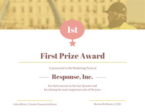 First Place Award Certificate Template Sampletemplatemyid