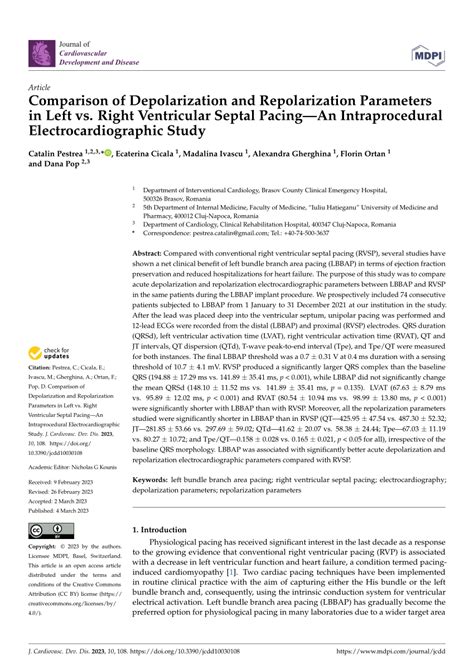 Pdf Comparison Of Depolarization And Repolarization Parameters In