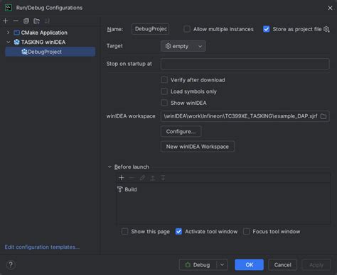 ide extensions and plugins clion plugin run debug configurations dialog