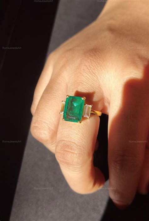 Colombian Emerald Ring 925 Sterling Silver Emerald Cut Ring With Lab
