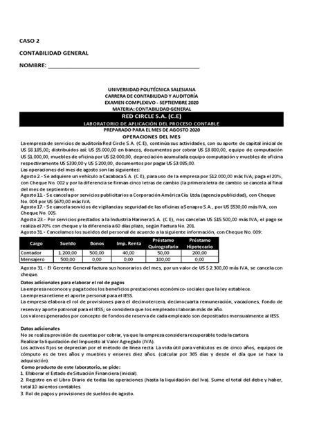 Registro De Operaciones Y Estados Financieros Iniciales De Red Circle S A Pdf Contabilidad