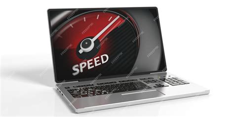Premium Photo 3d Rendering Speed Gauge On A Laptop
