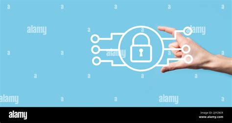 Cyber Security Network Padlock Icon And Internet Technology Networking Businessman Protecting