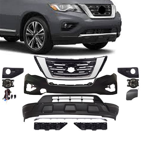 Front Bumper Cover Kit With Grillefog Lightstrims For 17 20 Nissan