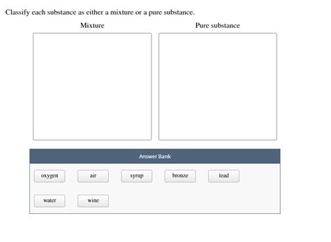 solved classify each substance as either a mixture or a pure
