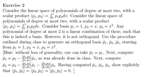 Exercise 2 Consider The Linear Space Of Polynomials Chegg Com