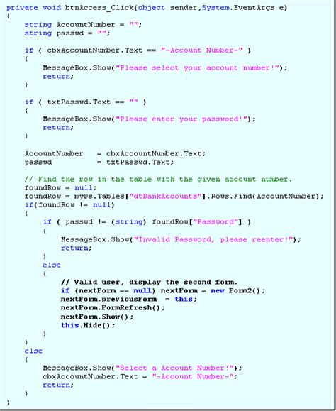Deevloping A Banking System Using Vsnet And Windows Forms