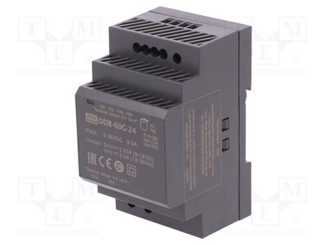 DDR-60G-24 MEAN WELL - Converter: DC/DC | 60W; Uin: 9÷36VDC; Uout: 24VDC; Iout: 2.5A; DDR | TME ...