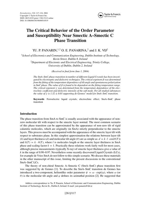 Pdf The Critical Behavior Of The Order Parameter And Susceptibility