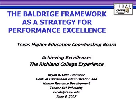 Ppt The Baldrige Framework As A Strategy For Performance Excellence Powerpoint Presentation