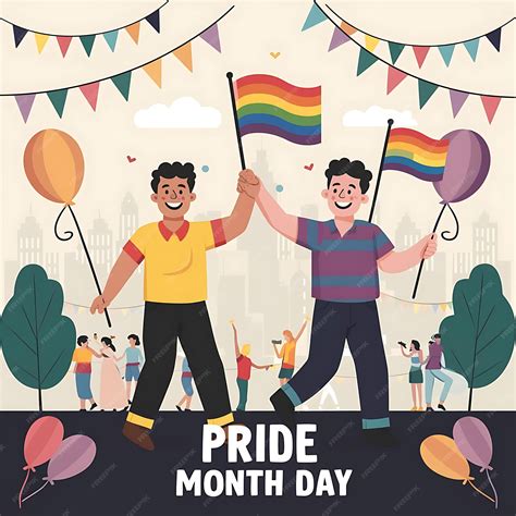 Happy Pride Month Day Social Media Post Template Flat Cartoon Background Vector Illustration