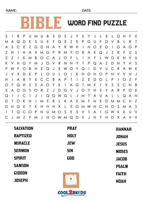 Large Print Bible Word Search Printable