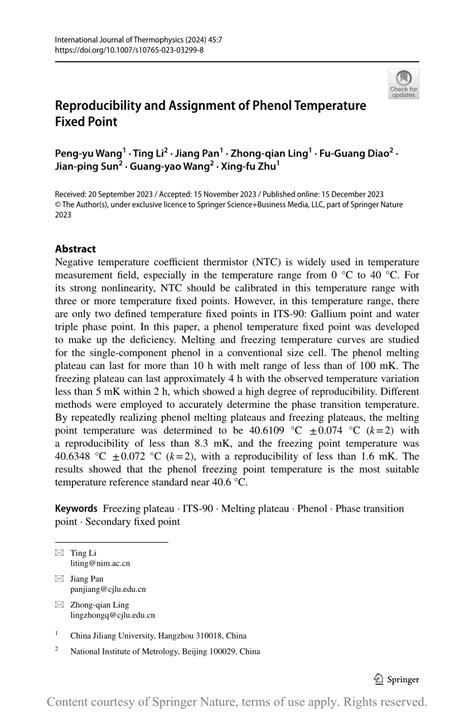 Reproducibility And Assignment Of Phenol Temperature Fixed Point