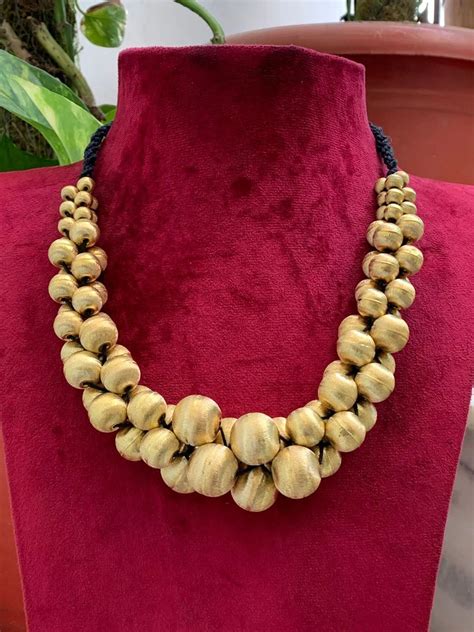 Golden Beaded Ball Necklace Mala Shopbollywearcom