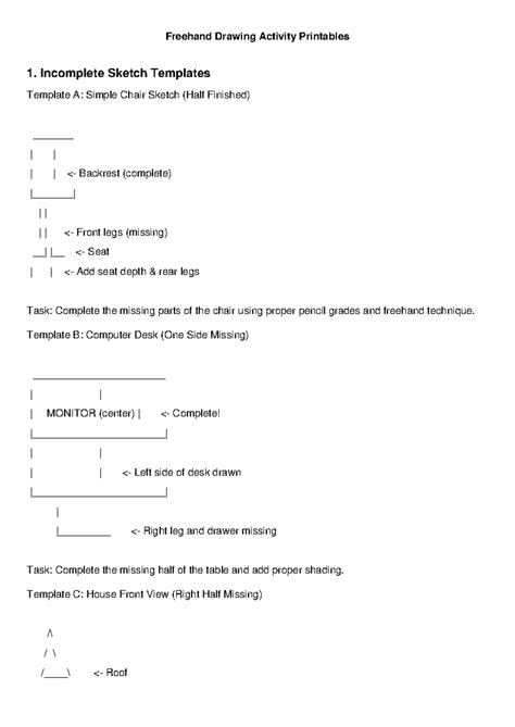 Freehand Drawing Grade 10 Activity Pack Sketch Templates