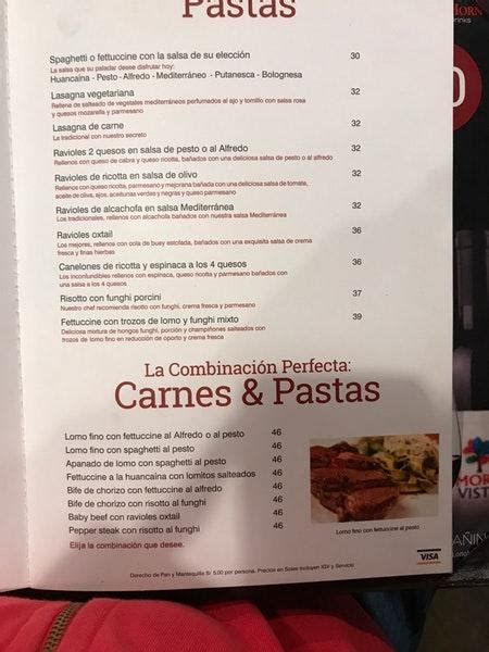 Carta Del Restaurante Long Horn Lima Lima