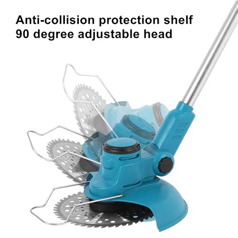 브러시리스 전기 잔디 깎는 기계 트리머 무선 리튬 배터리 2 개 조절 가능 핸드 헬드 라인 릴 티몬