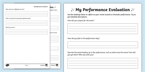 👉 Ks2 Performance Evaluation Activity Music Twinkl