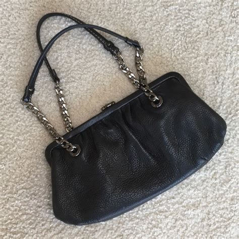 Michael Michael Kors Bags Mmk Blackpebble Leather Double Chain Hand Bag Poshmark