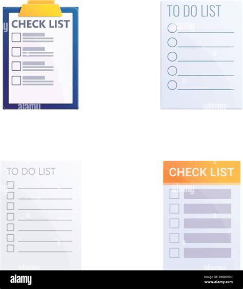 Check List Icons Set Cartoon Vector Daily Check List Planning And