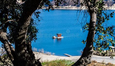 Lake Cachuma Boat Dock Showing The Full Water In Southern California