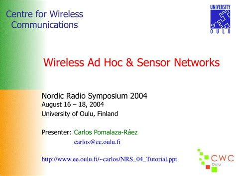 PPT Wireless Ad Hoc Sensor Networks PowerPoint Presentation ID 1739257