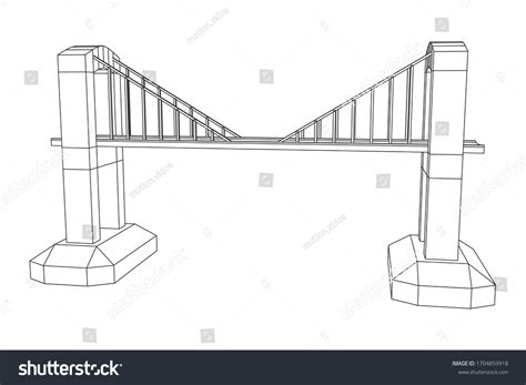 Bridge Connection Structure Wireframe Low Poly Stock Vector Royalty Free 1704859918