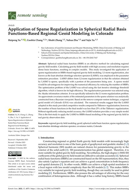 pdf application of sparse regularization in spherical radial basis