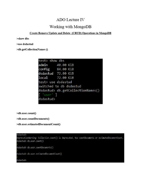 ado lecture iv working with mongodb pdf database index