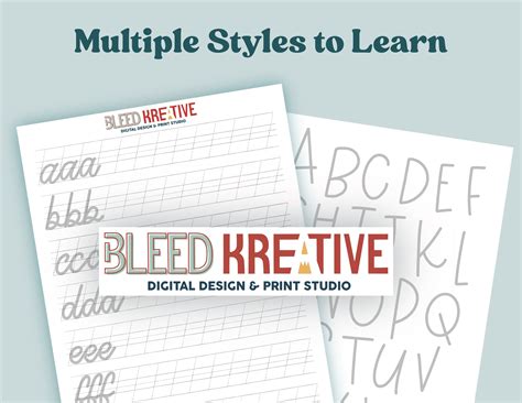 Monoline Calligraphy Lettering Workbook Bleed Kreative