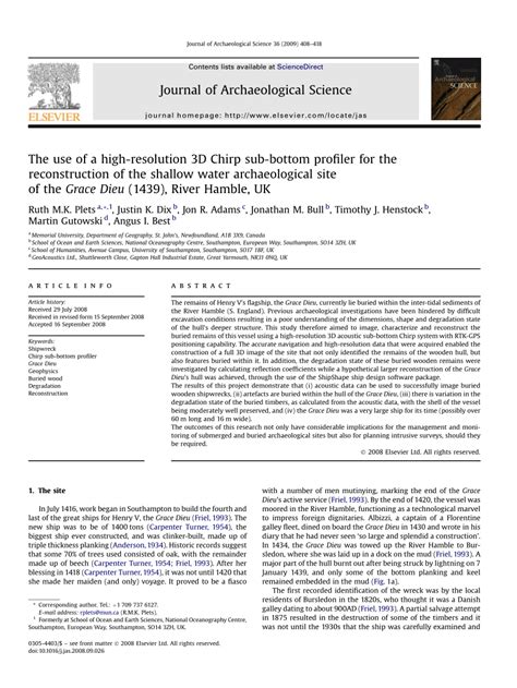 pdf the use of a high resolution 3d chirp sub bottom profiler for the