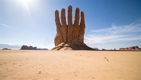 Giant Hand Sculpture In The Atacama Desert Stock Illustration