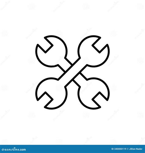 Simple Outline Of A Four Pronged Gear Symbolizing Configuration Or Settings Stock Vector