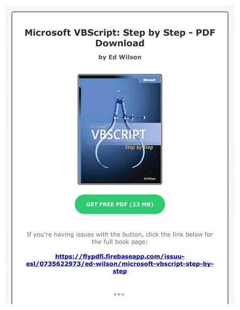 Pdf Download Microsoft Vbscript Step By Step By Ed Wilson By