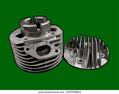 Cylinder Head Two Stroke Scooter Engine Stock Vector Royalty Free