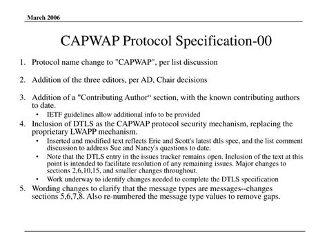 Ppt Capwap Protocol Specification Update Powerpoint Presentation