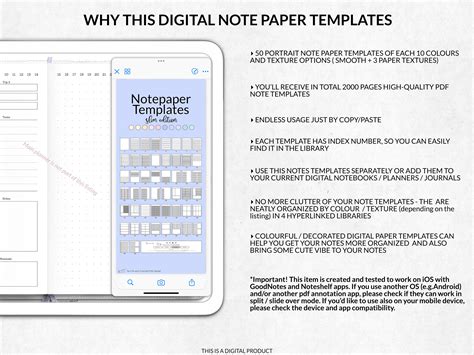 Digital Notebook Template For Split Screen Digital Note Taking Widget