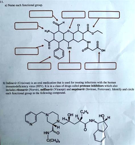 Solveda Name Each Functional Group Oh B Indinavir Crixivan Is An