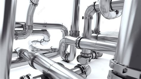 Angular Pipeline Element 3d Connected Pipes On White Background Water