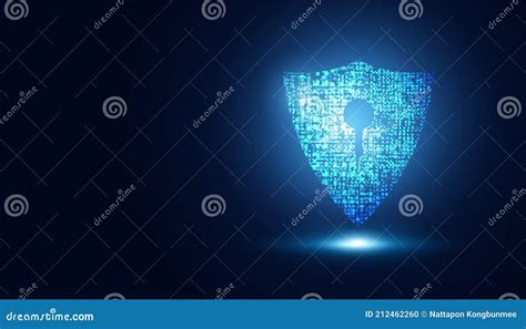 abstract cyber security with shield blue circle technology future cyber